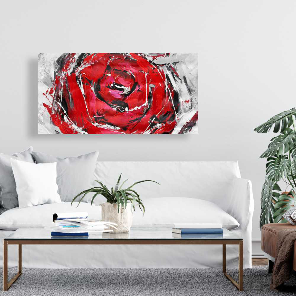 Lark Manor™ Abstract Red Roses - Botanical Contemporary Canvas Art for ...