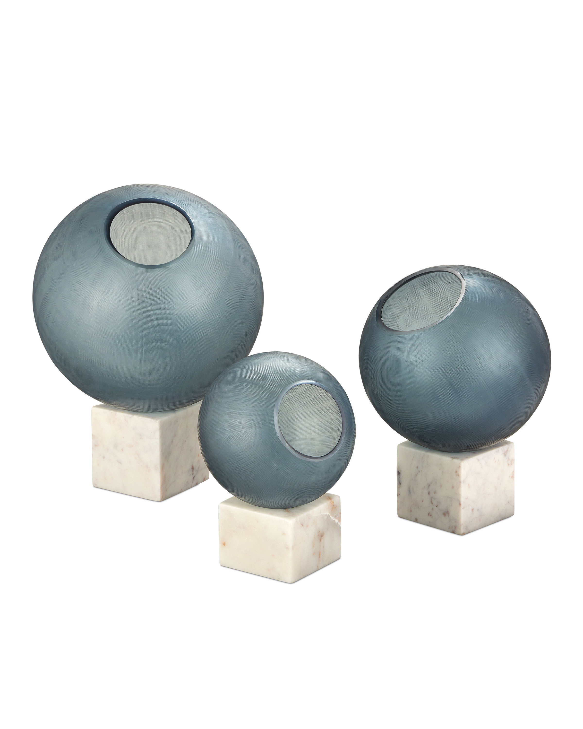 Currey & Company Fresno Blue Orb Set Of 3 | Wayfair