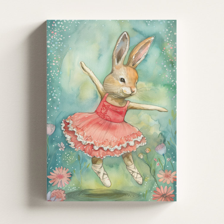 Happy Larry Dancing Bunny Canvas | Ballet Rabbit Artwork |Whimsical ...