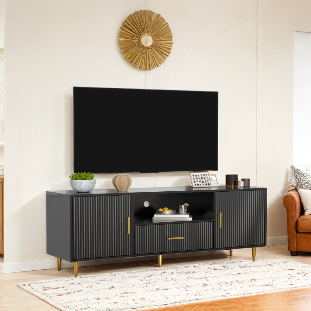 Mercer41 Luxury Fluted TV Stand, Entertainment Center For Tvs Up To 65 ...