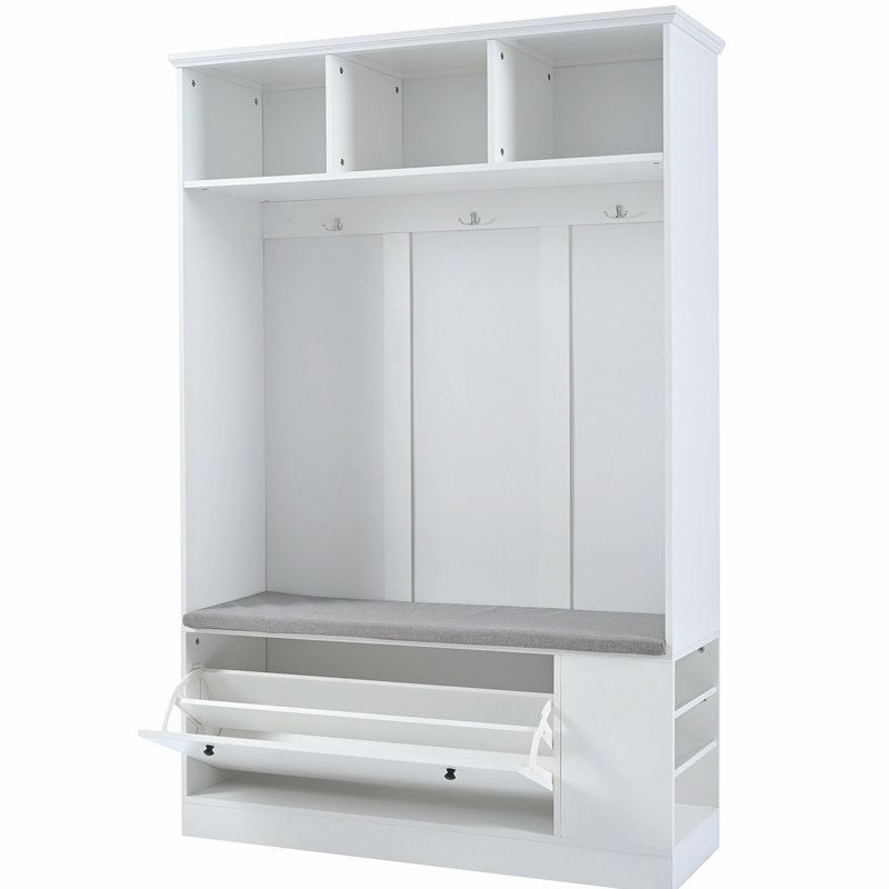 Hokku Designs Hall Tree With Bench Mudroom Storage Unit Entryway Coat ...