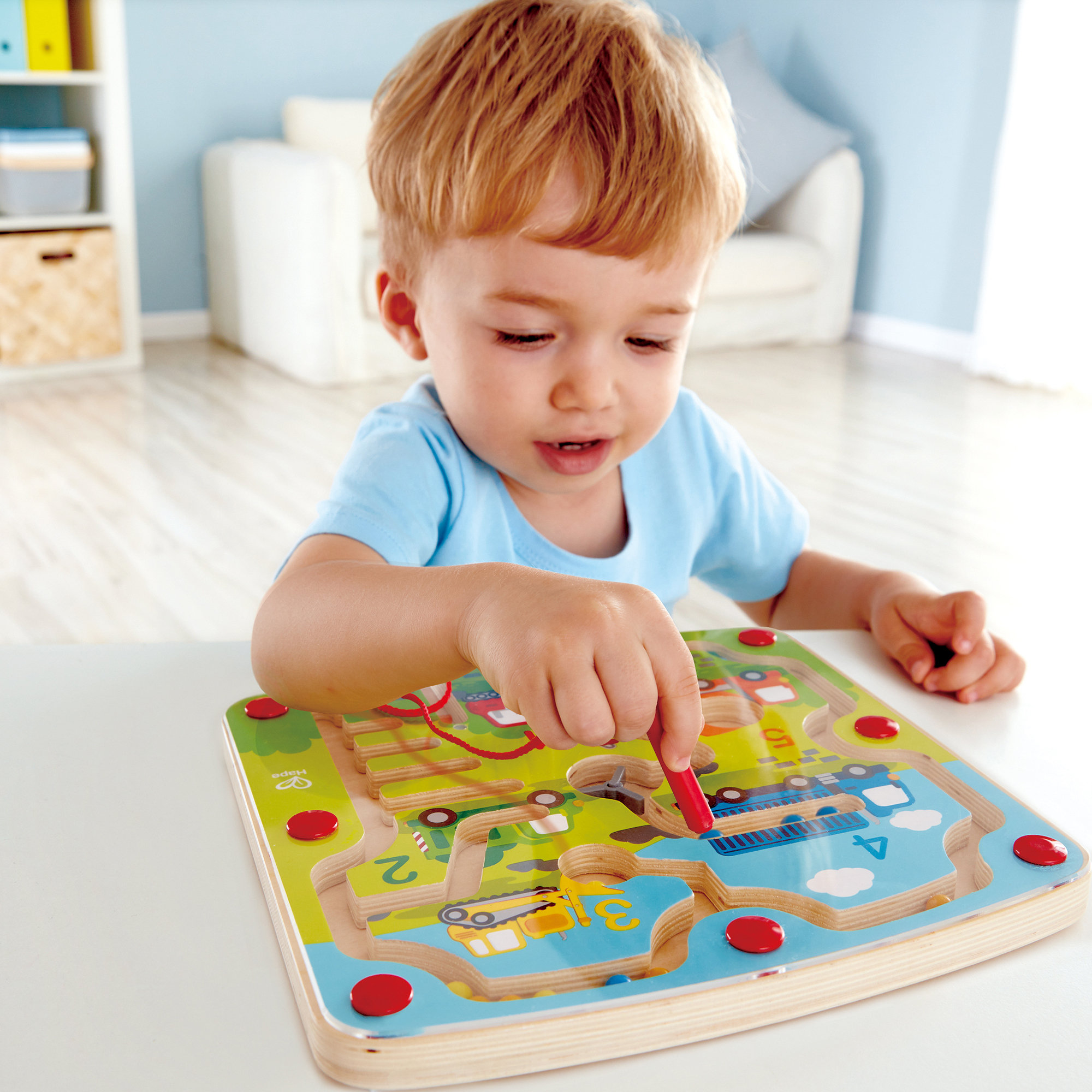 Hape: Construction & Number Magnet Maze - Wooden Magnetic Wand Bead ...