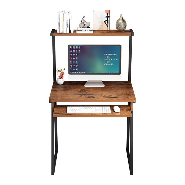 Hokku Designs 2-Tier Computer Desk with Keyboard Tray for Small Spaces ...