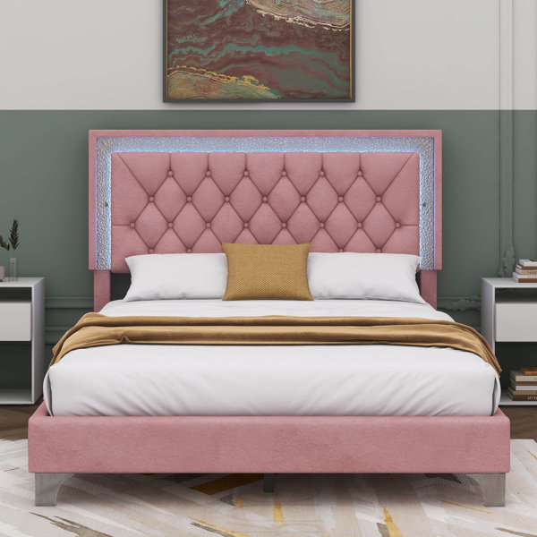 Red Barrel Studio® Marrice Full Size Upholstered Modern Velvet Platform ...