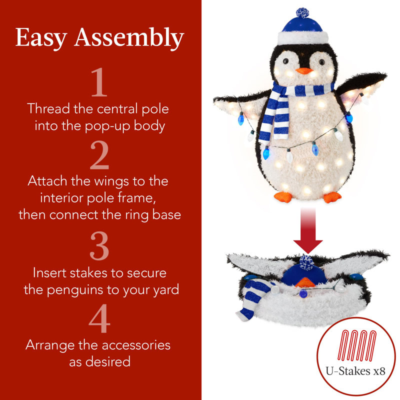 The Holiday Aisle® 2-Piece Lighted Penguin Family | Wayfair