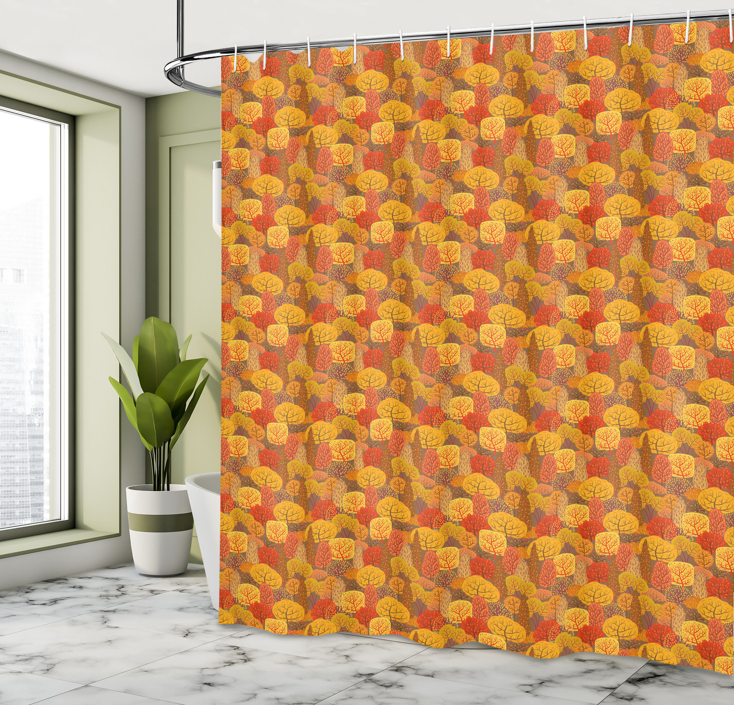 East Urban Home Burnt Orange Shower Curtain Warm Tones Fall Forest ...