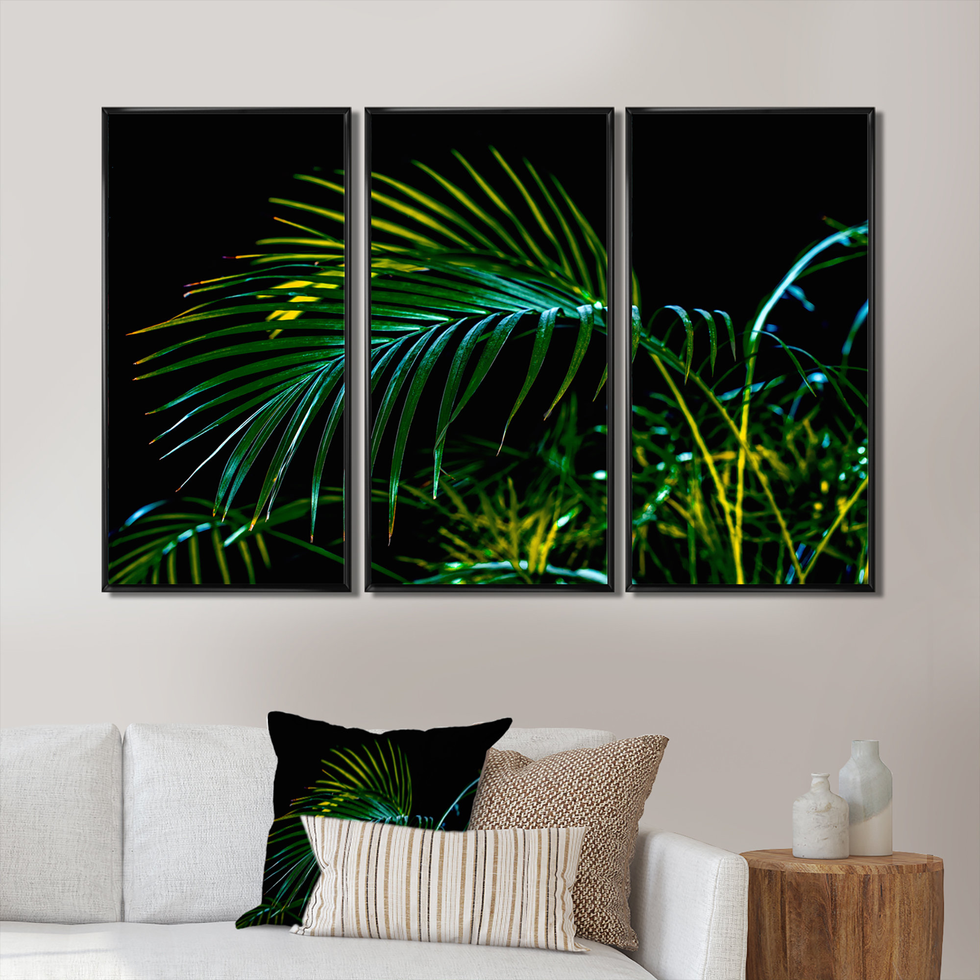 Bay Isle Home™ Abstract Tropical Green Palm Leaves - Tropical Framed ...