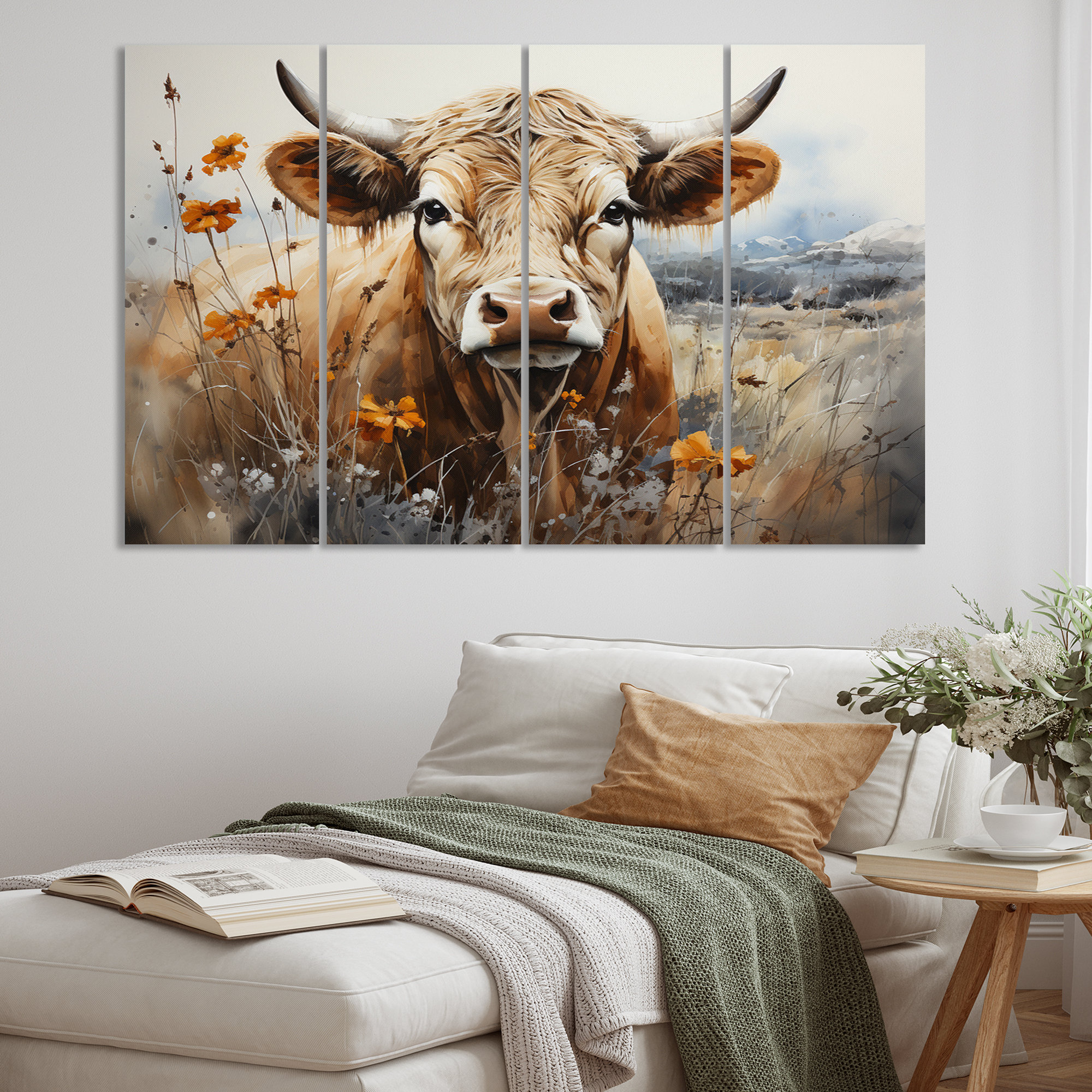 DesignArt Cow In The Meadow III - Animals Metal Art Print Set | Wayfair