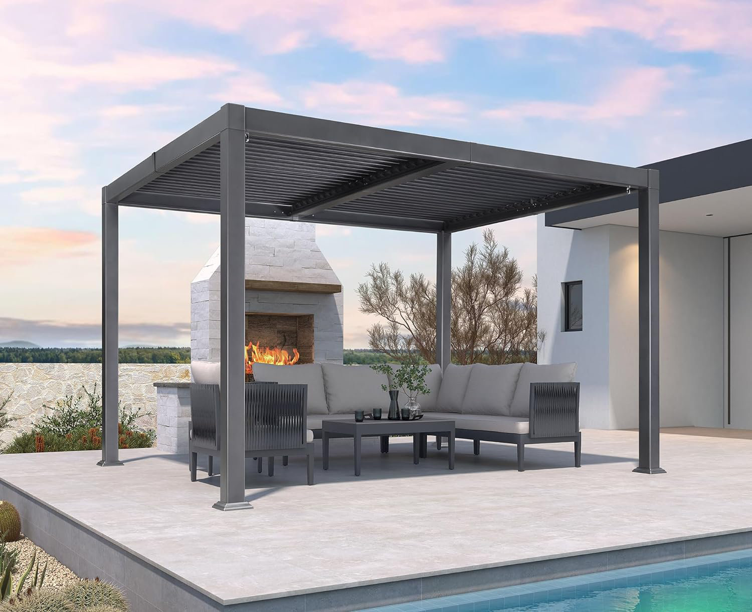 Purple Leaf 12 Ft. W x 9 Ft. D Aluminum Louvered Pergola | Wayfair