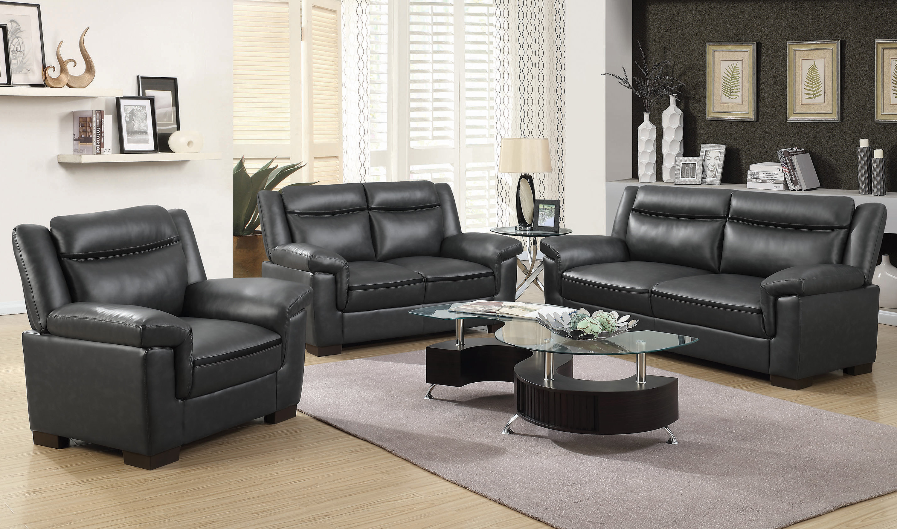 Latitude Run® 3-piece Upholstered Padded Arm Sofa Set Grey - Wayfair Canada