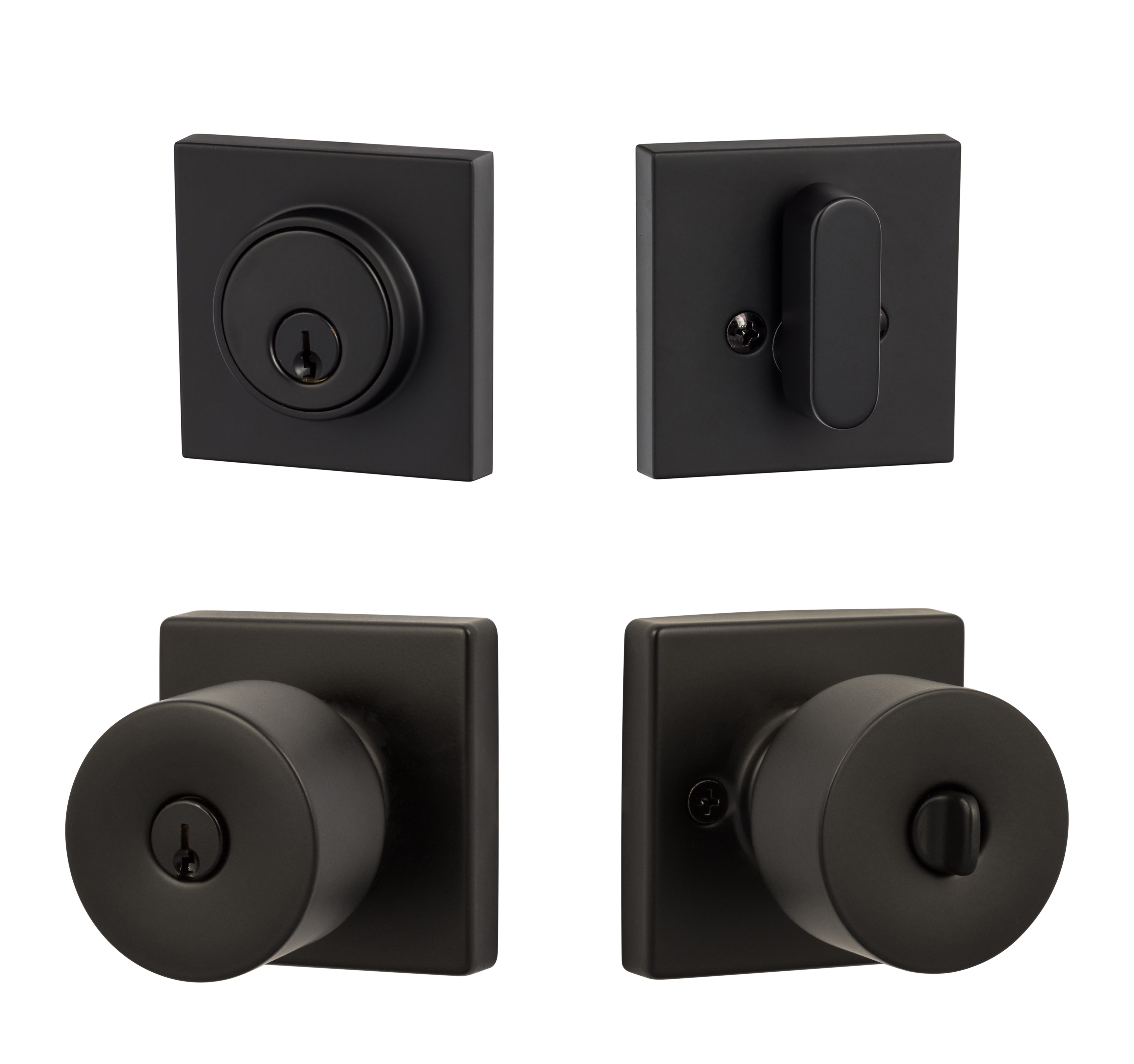Sure-Loc Hardware Bergen Square Entry Knobset with Modern Deadbolt ...