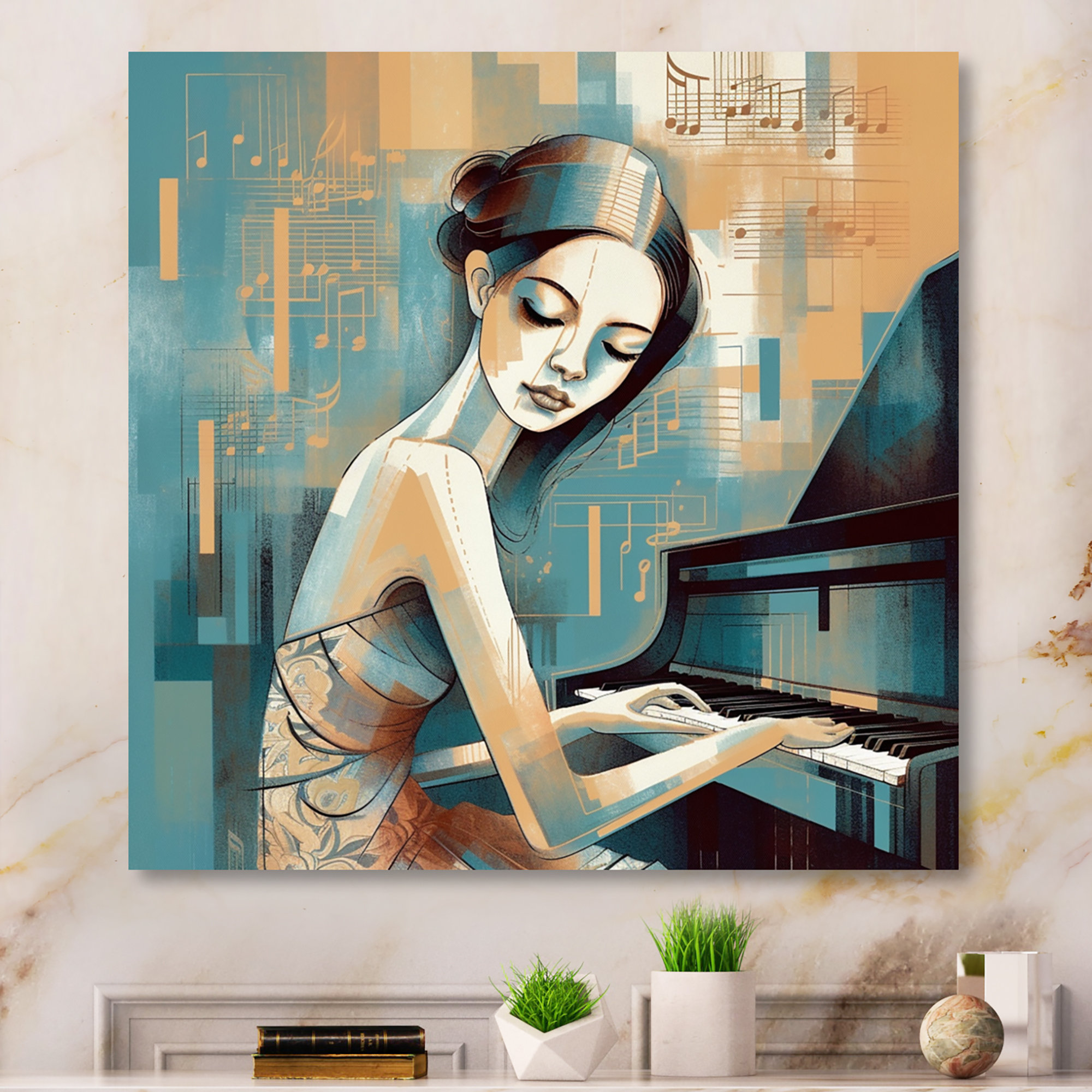 Red Barrel Studio® Classic Female Pianist I On Metal Graphic Art | Wayfair
