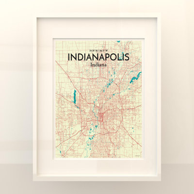 Wrought Studio Indianapolis City Map On Paper Print | Wayfair