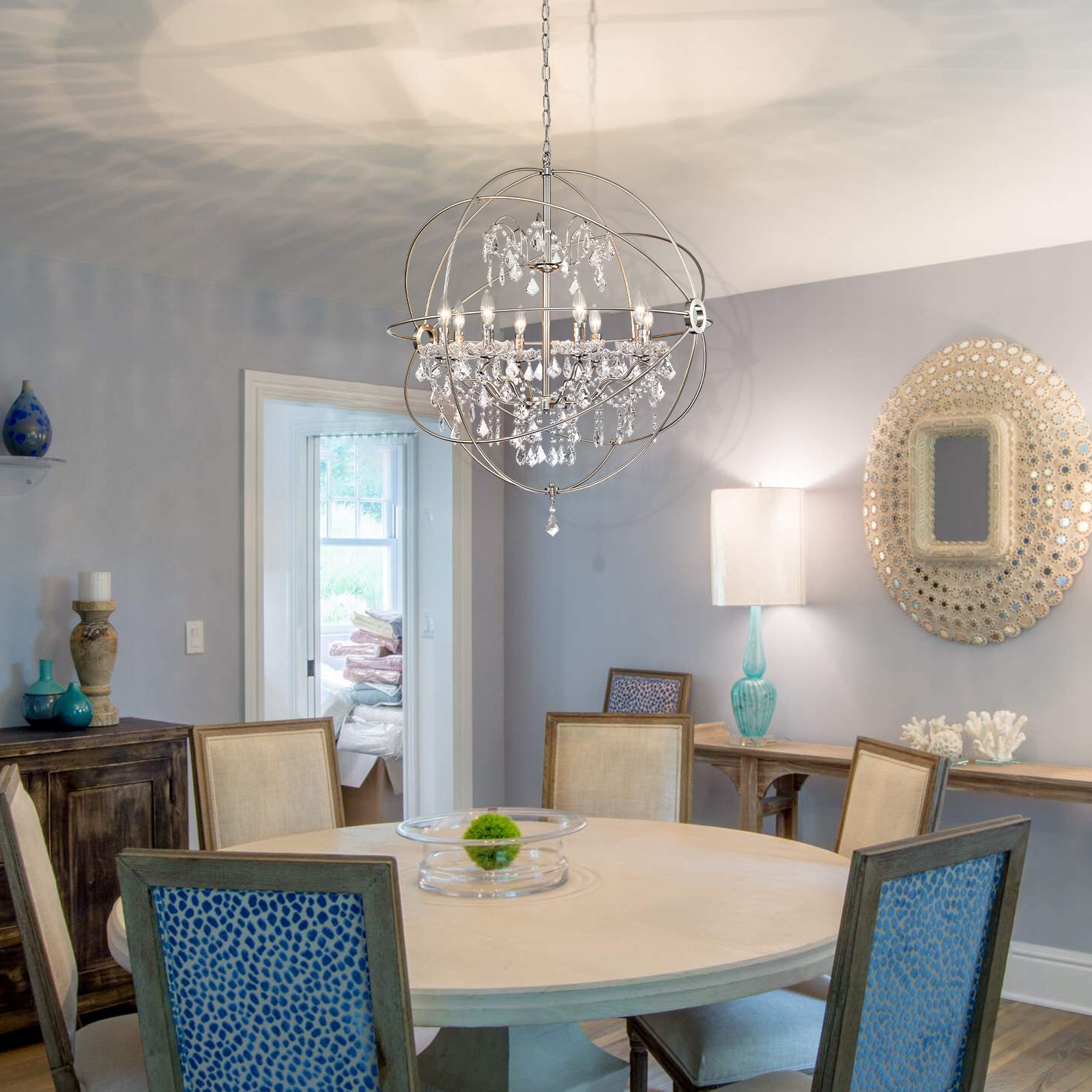 House of Hampton Dontravius 8 - Light Orb Globe Chandelier with Crystal ...