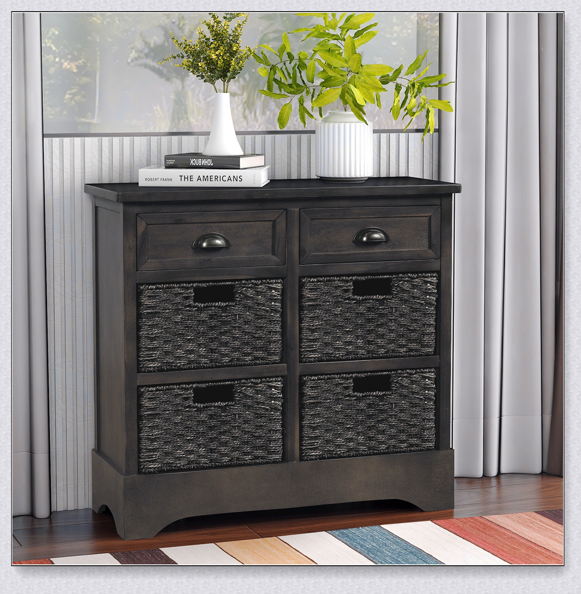 August Grove® Rustic Storage Cabinet with Two Drawers and Four Classic ...