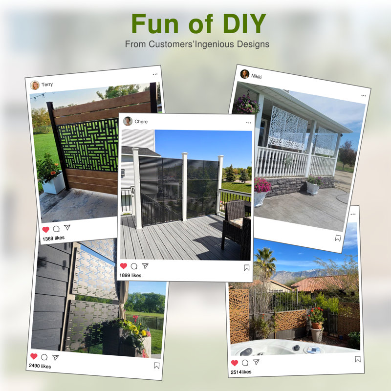 Dovelina 6ft. H x 4ft. W Metal Privacy Screen Fence Panel Leave Pattern ...