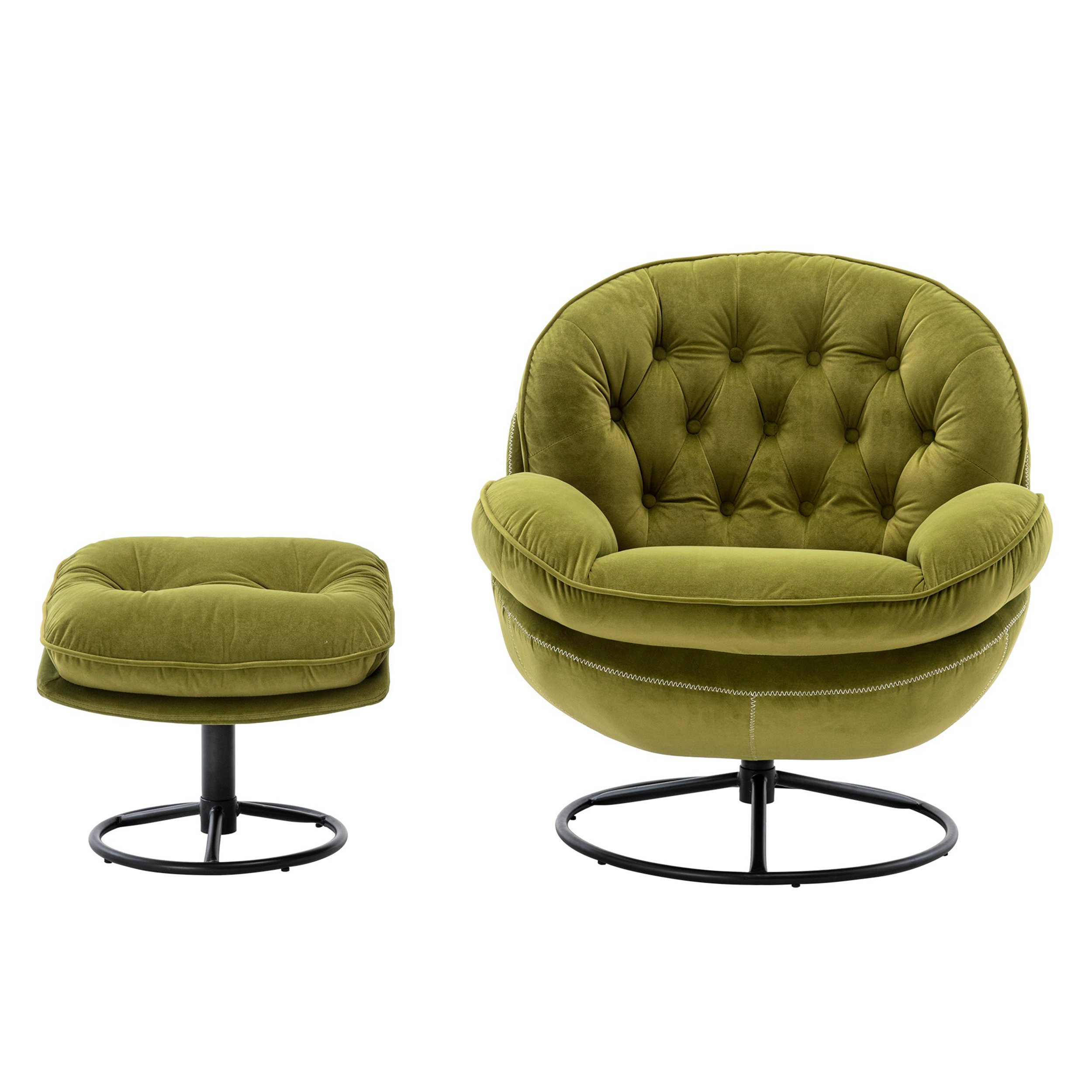 Grovelane Lois 32'' Wide Tufted Velvet Swivel Lounge Chair and Ottoman ...