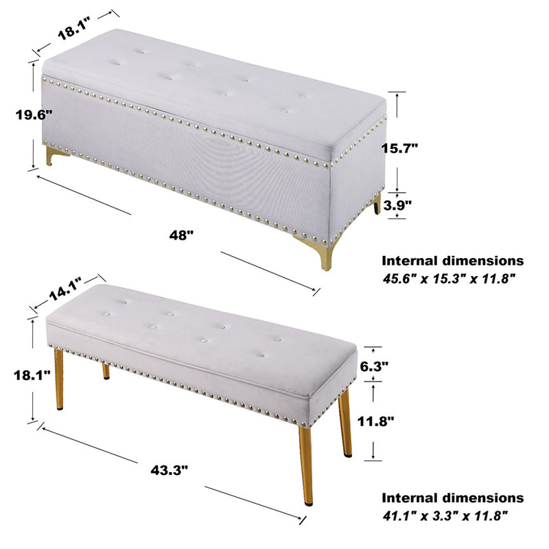Mercer41 Iddings Velvet Upholstered Storage Bench | Wayfair