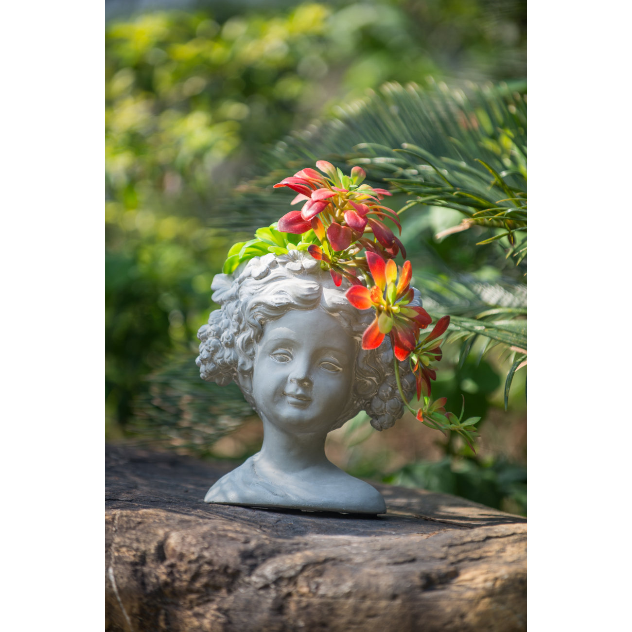 Fleur De Lis Living Cement Bust Wall Planter - Indoor Outdoor Home ...