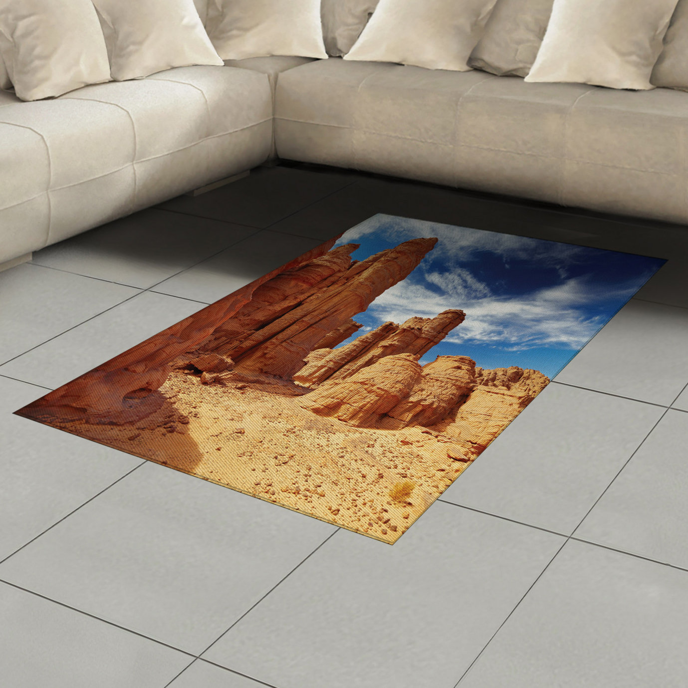 East Urban Home Desert High Density Long Fiber Poly Threads Decorative ...