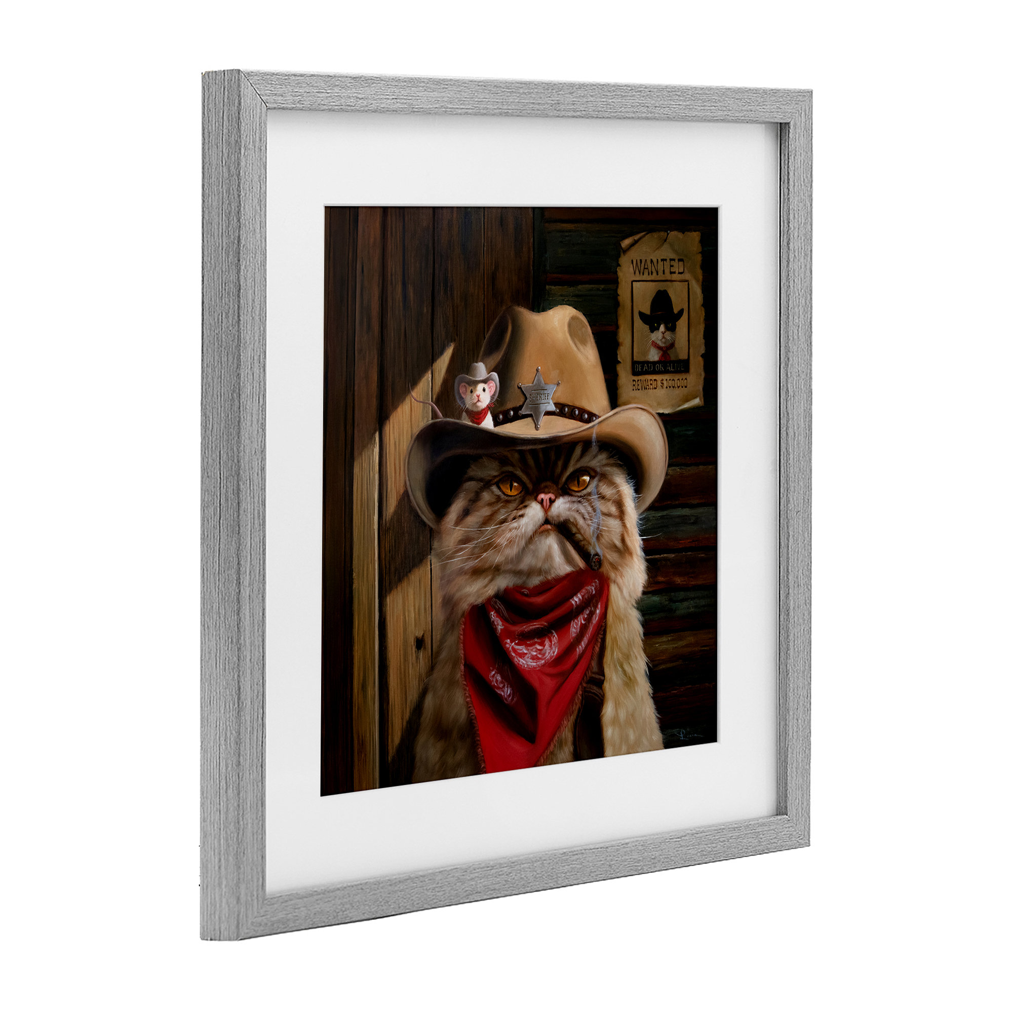 Ebern Designs Deputy Purrkins Cat Sheriff Framed Print Under Glass ...