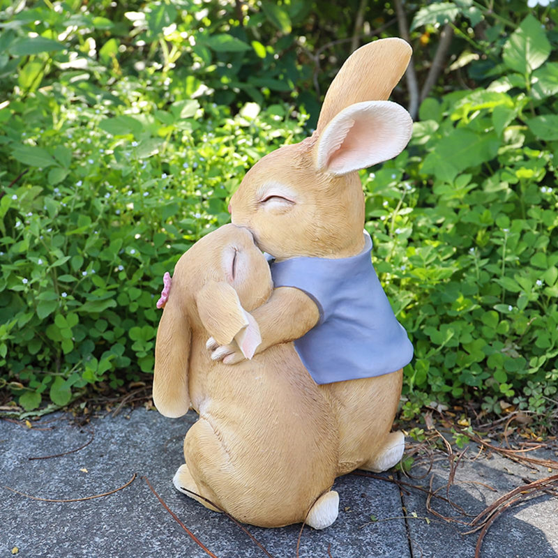 Trinx Garden Rabbit Statue Outdoor Decoration Resin Fun Rabbit Statue ...