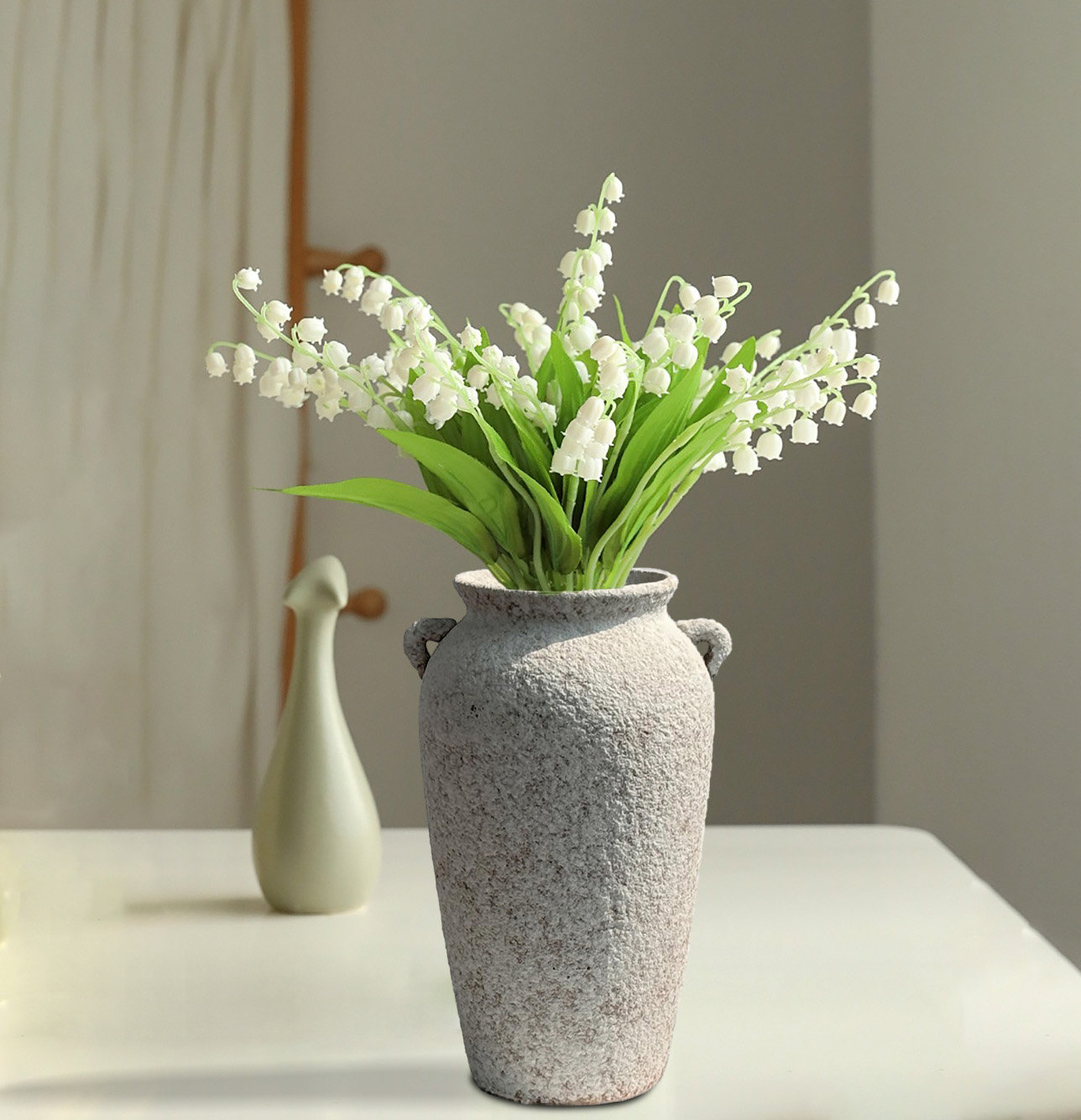 Gracie Oaks Farmhouse Vase With Handles, Decorative Handmade Flower ...