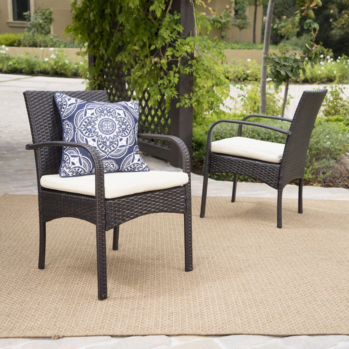 Winston Porter Outdoor Wicker Wicker Armchair,Dining Chair Set Of 2 ...