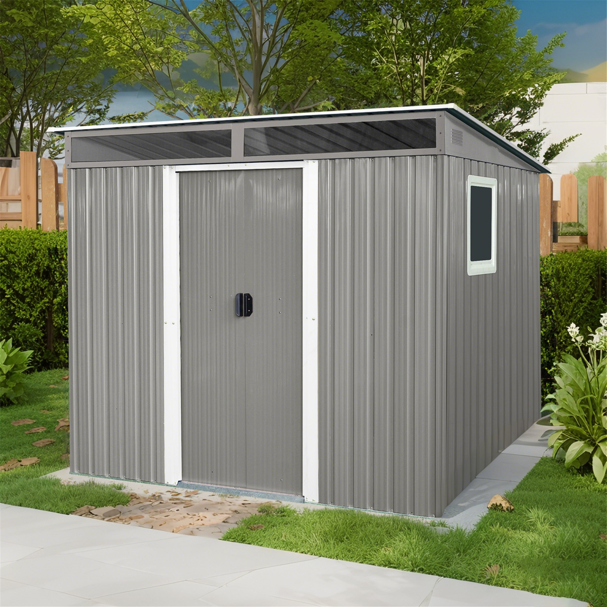 Modern Escapes Decor Outdoor 8ft×6ft Steel Frame Weather-Resist Storage ...