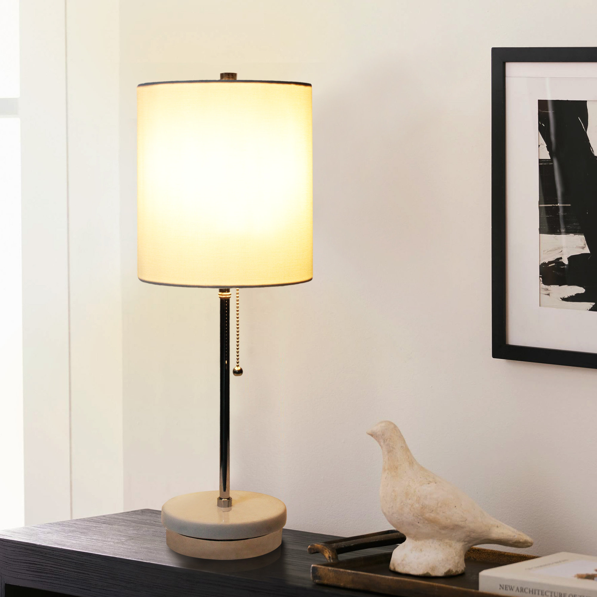 Wrought Studio Gular 22"H Modern Metal Marble Stick Table Lamp with ...