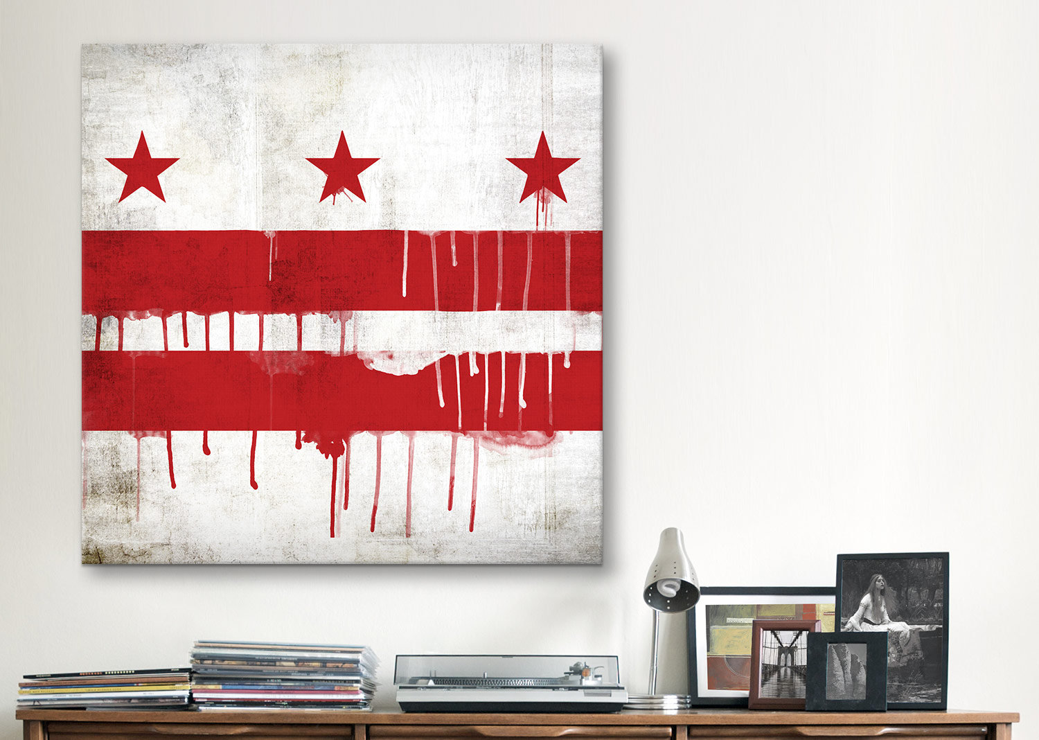 Winston Porter Flags Washington, D.C. Paint Drips with Paper Grunge ...