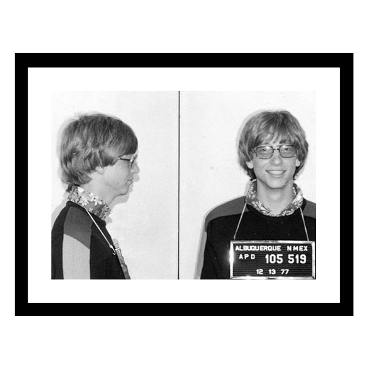 Venice Beach Collections Bill Gates 1977 Mugshot Photos Framed On ...