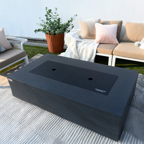 Elementi 15" H x 55.9" W Concrete Outdoor Fire Pit Table with Lid | Wayfair