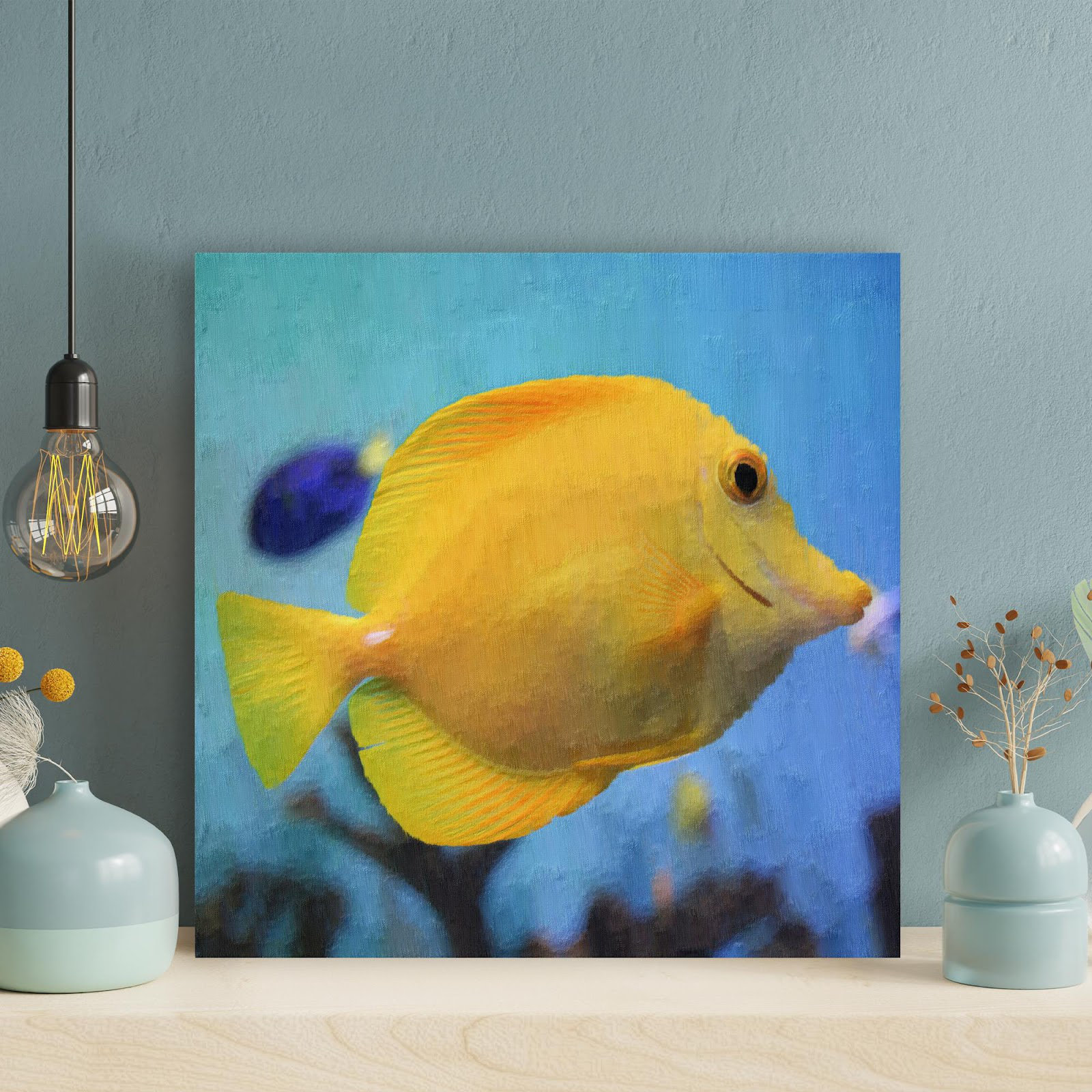 Bayou Breeze One Little Yellow Fish - Wrapped Canvas Painting | Wayfair