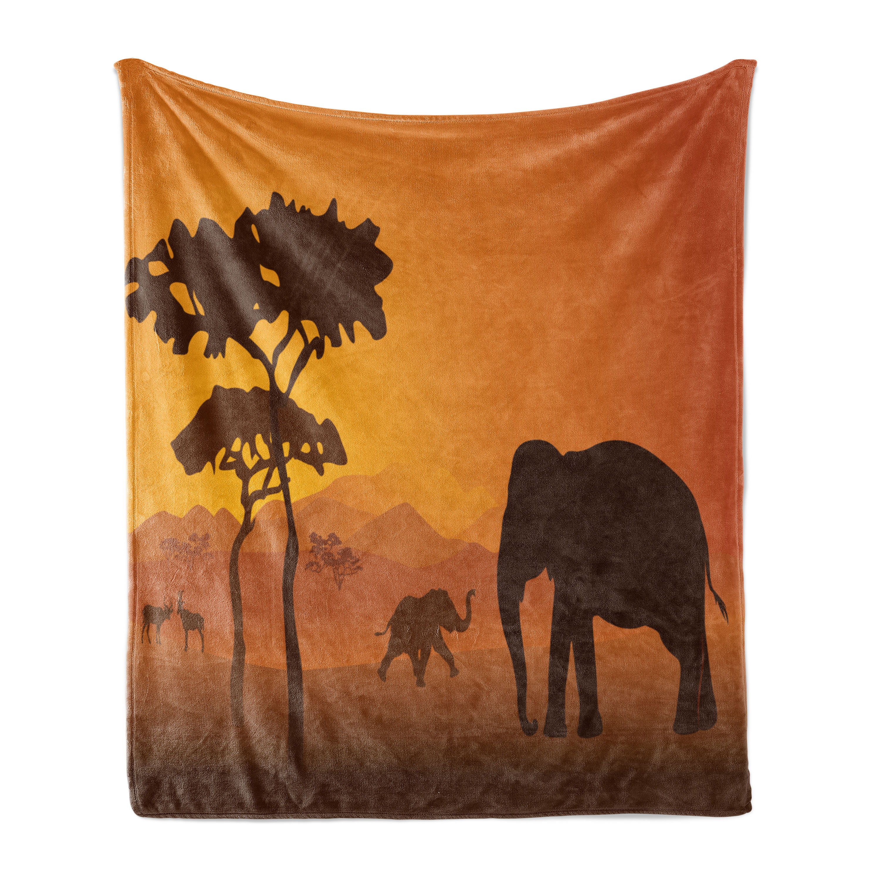Ambesonne Animal Fleece Throw Blanket Savanna Mammals Cinnamon Marigold ...
