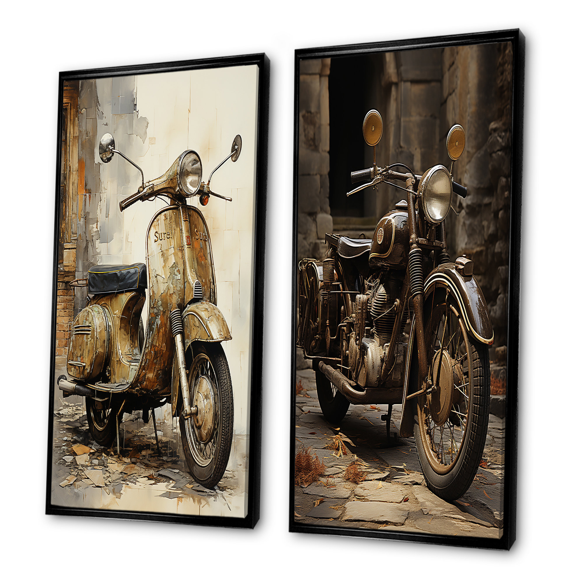 17 Stories Vintage Scooter Ride - Scooter Wall Decor Set Of 2 | Wayfair