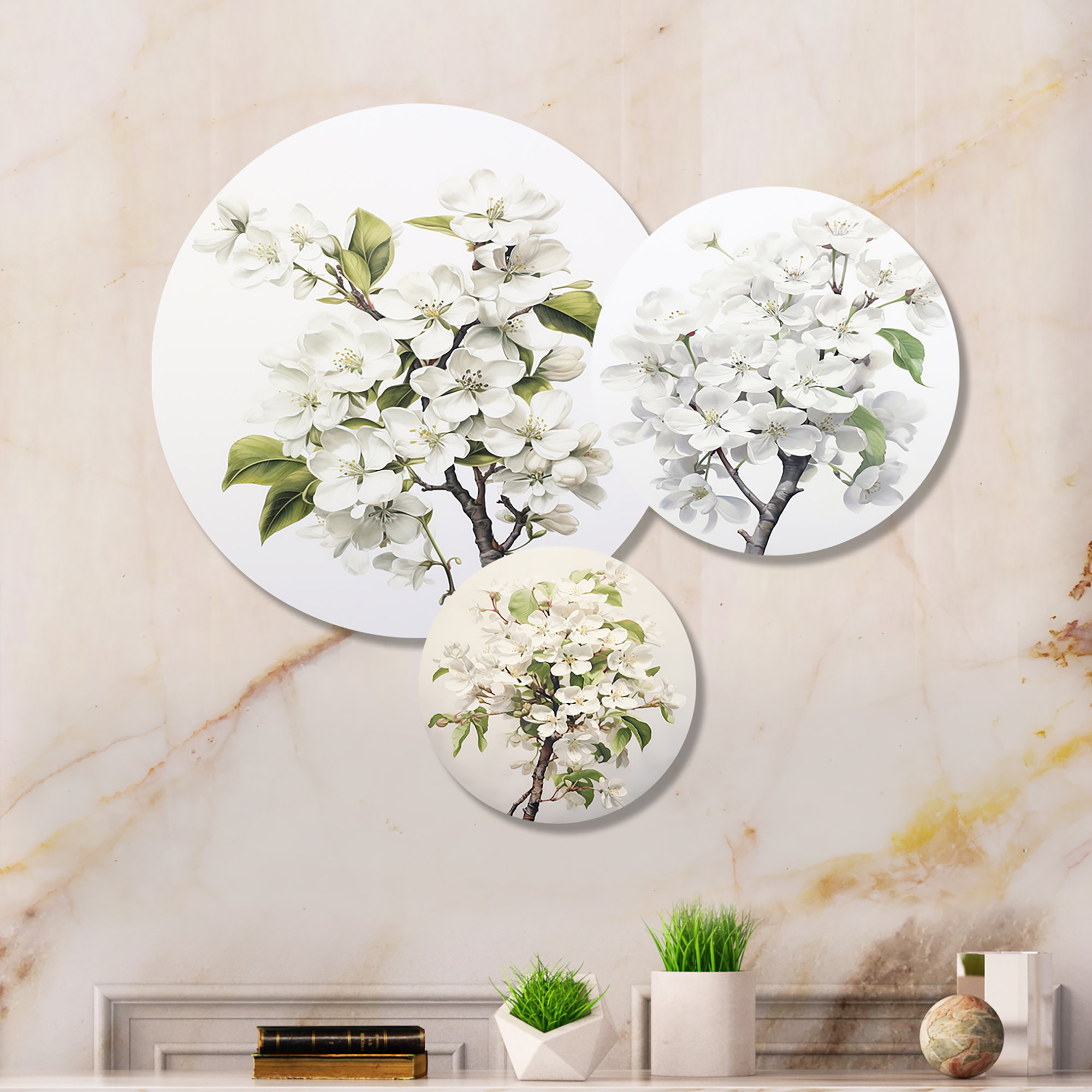 East Urban Home Apple Blossom Monochromatic Elegance - Floral Metal ...