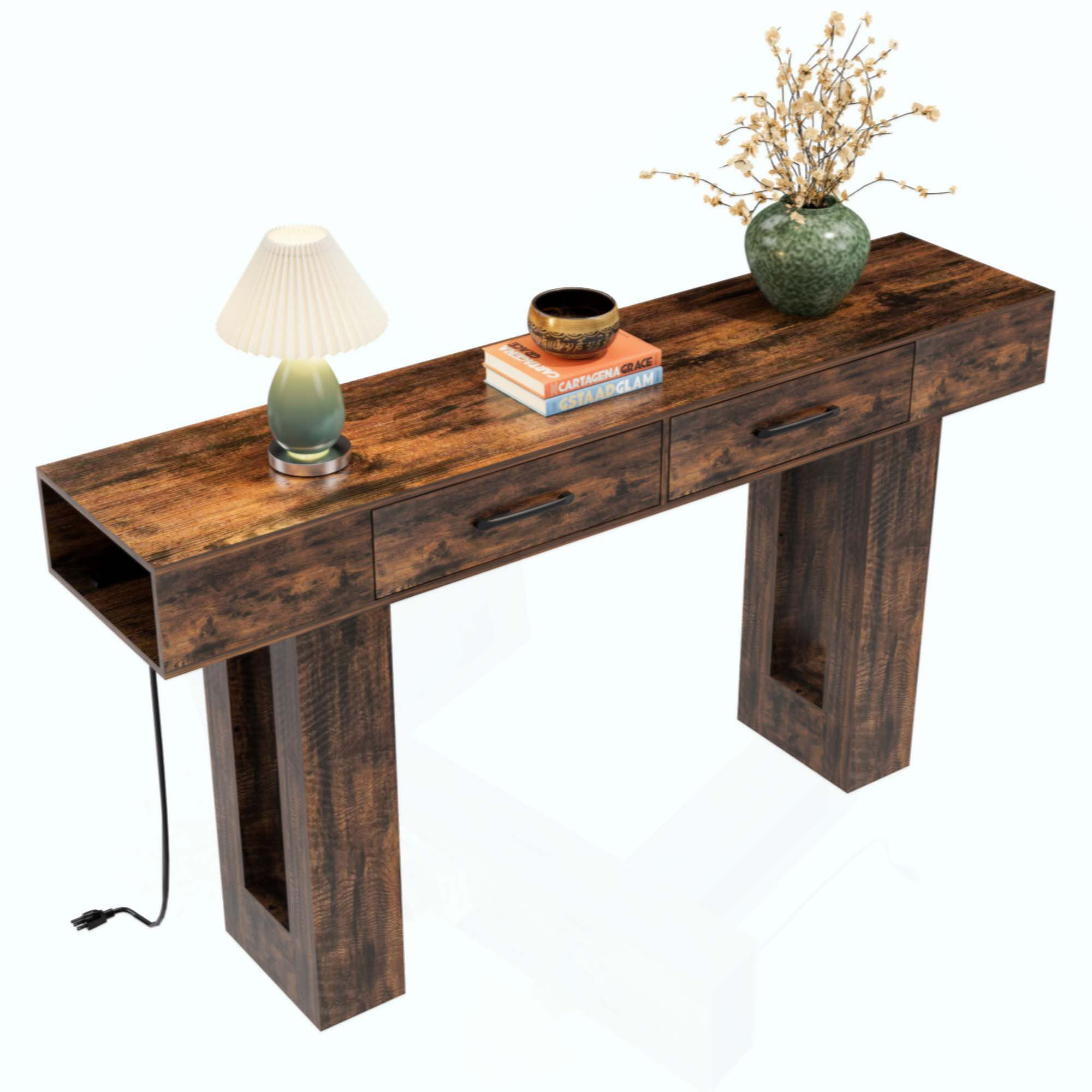 August Grove® Console Table, Wooden Rectangular Sofa Table Behind The ...