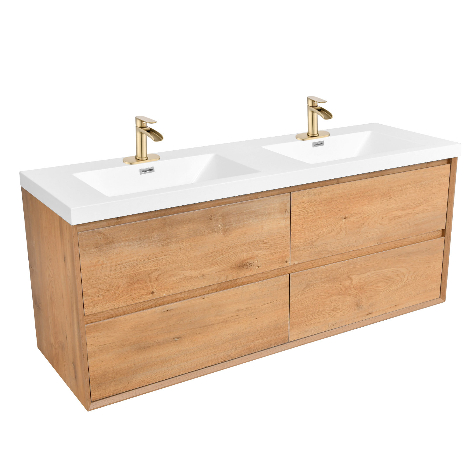Ebern Designs 60 Inch Floating Wall-Mounted Bahtroom Vanity With Double ...