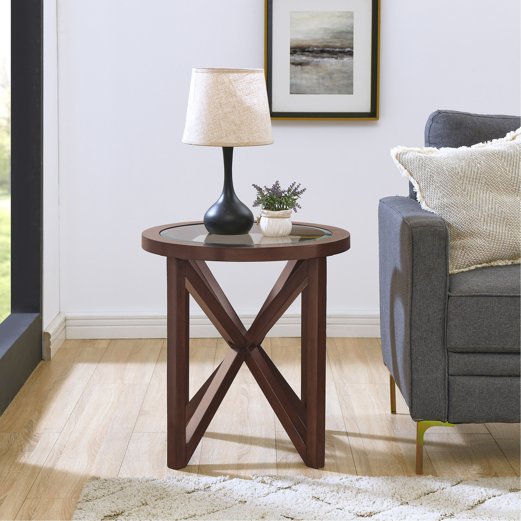 Lark Manor™ Modern Simple Glass Coffee Table, Tempered Glass Coffee ...