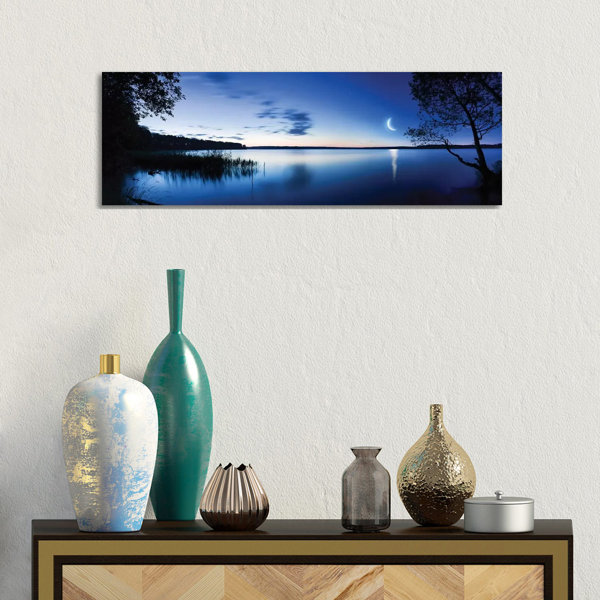 Brayden Studio Moon Rising Over Tranquil Lake Against Moody Sky ...