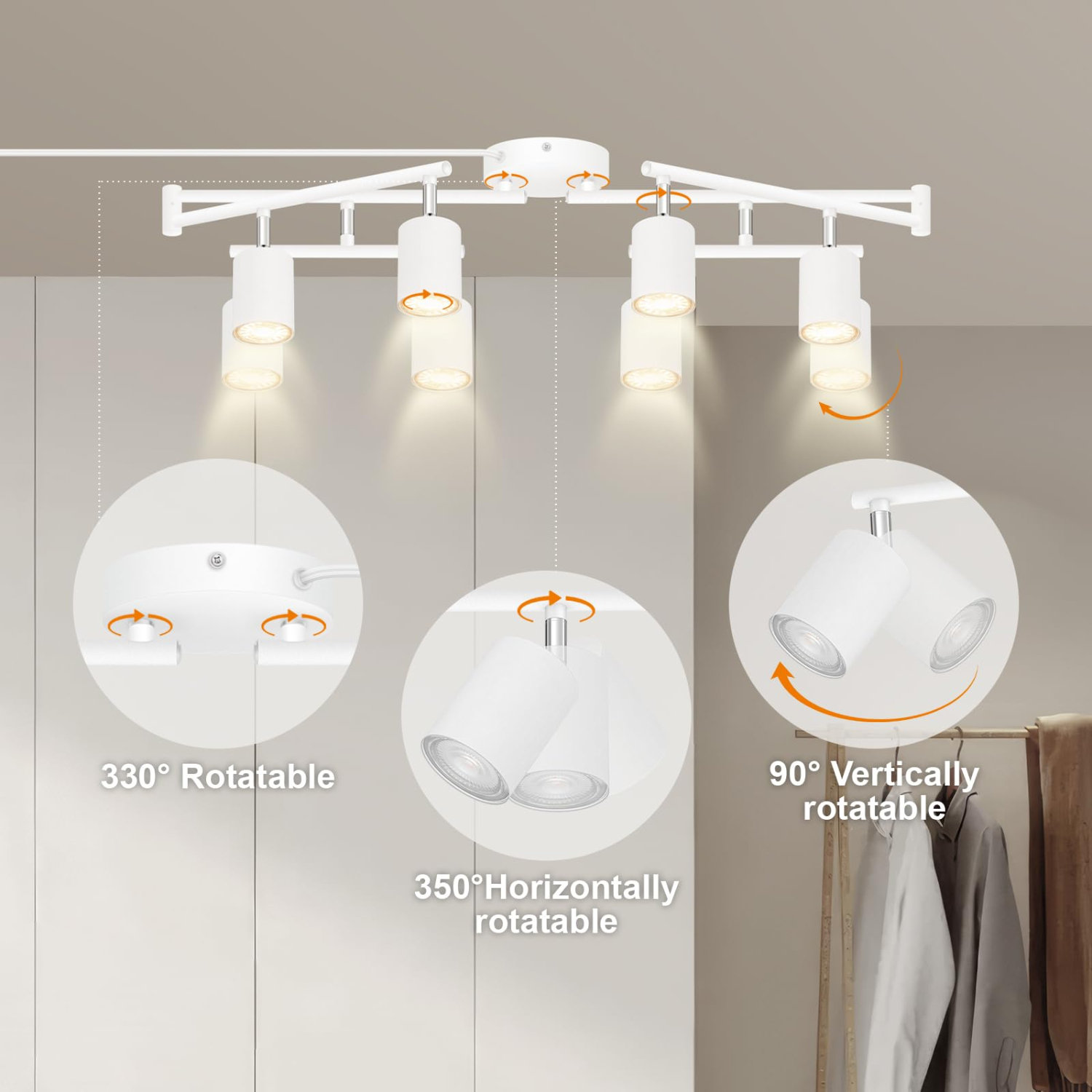 COHLU Plug in Track Lighting LED, 8-Light Kitchen Light Kit, GU10 ...