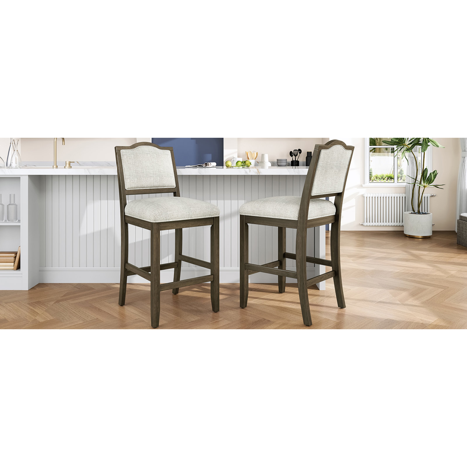 Latitude Run® Counter Height Bar Stools Set Of 2 - Rustic 2 Pack Bar ...