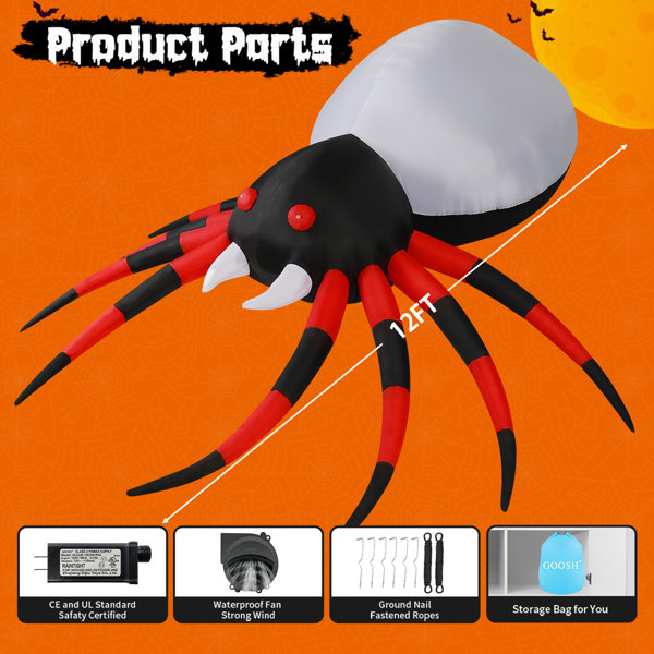 The Holiday Aisle® Halloween Inflatable Halloween Spider Inflatable ...