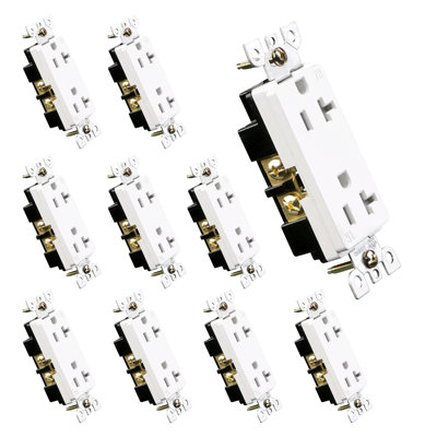 MW LIGHTING 10PK 20A TR Outlet&Wall Plate Decorator Wall Receptacle ...