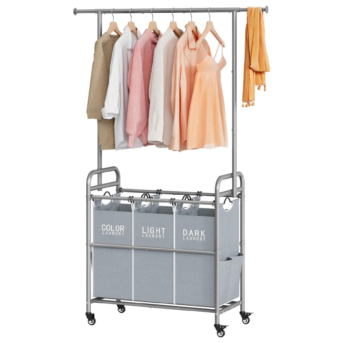 ZENMIT Rolling Laundry Sorter Cart-3 Butler Sorter Basket Organize ...