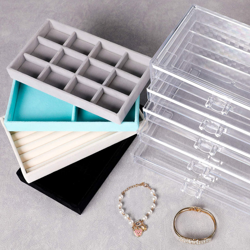 Rebrilliant Acrylic Jewelry Box + Drawers | Wayfair