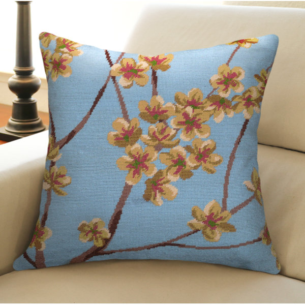 123 Creations Floral Embroidered Wool Throw Pillow | Wayfair