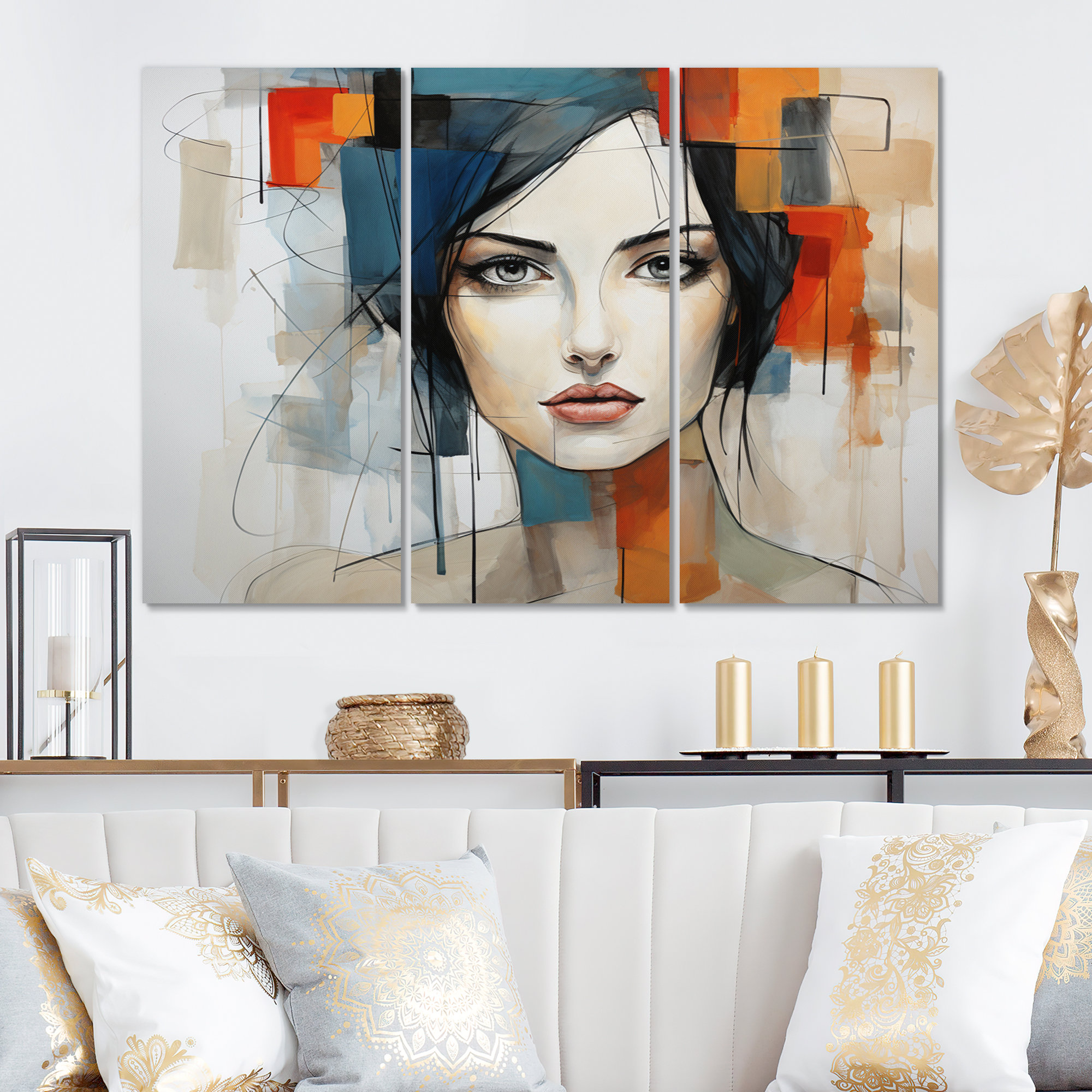 Winston Porter Fashion Lovely Cubic Portrait III On Canvas 3 Pieces ...