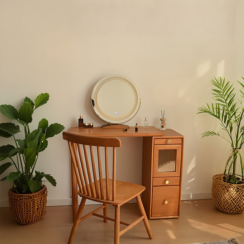 Red Barrel Studio® Modern Minimalist Cherry Wood Mini Vanity with ...